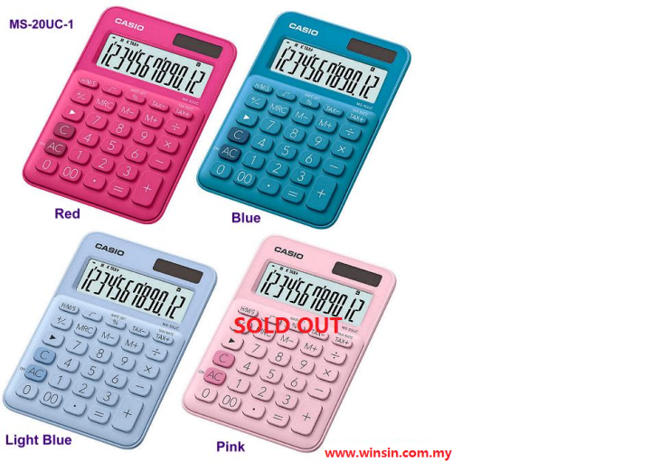 CASIO COLOURFUL CALCULATOR 12 DIGIT. TAX & TIME CALCULATION - * MS-20UC ...