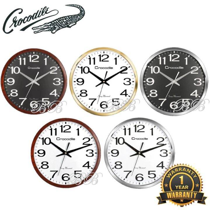 100% ORIGINAL Crocodile Quiet Sweep Analogue Wall Clock (Jam Dinding ...