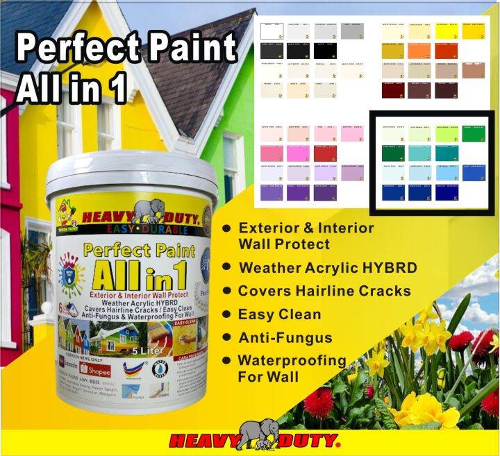 5L Perfect Paint All in 1 / Exterior & Interior Paint / Cat Rumah Dalam ...