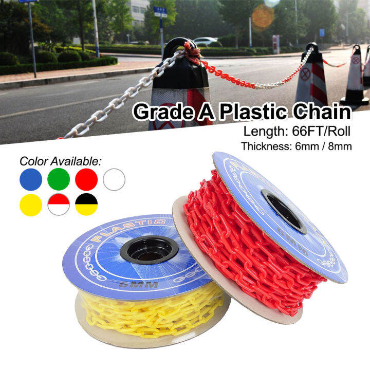 66ft PVC Plastic Chain 6mm/8mm Red/White/Yellow/Green/Blue/BlackYellow ...