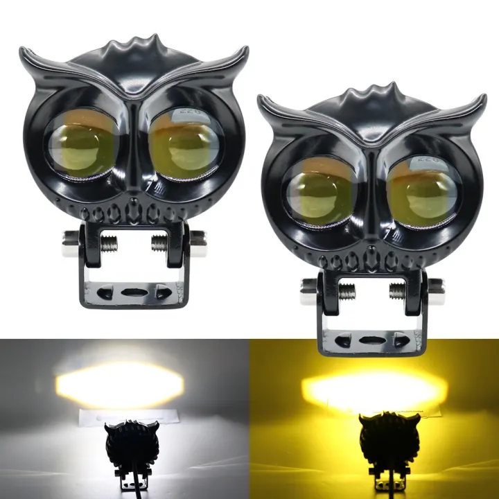 Double LED Mini Driving Light for Motorcycle high beam 12w,low beam 8w ...