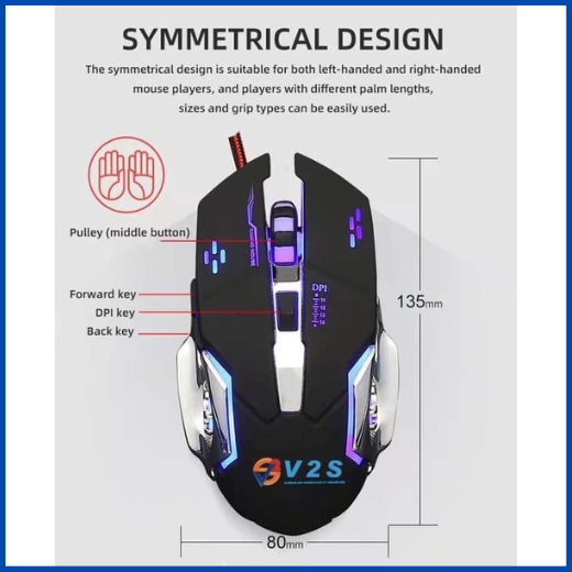 V2S MS-105 Gaming Mouse Luminous Mouse Wired Mechanical Modeling Mouse ... V2S MS-105 Gaming Mouse Luminous Mouse Wired Mechanical Modeling Mouse ...