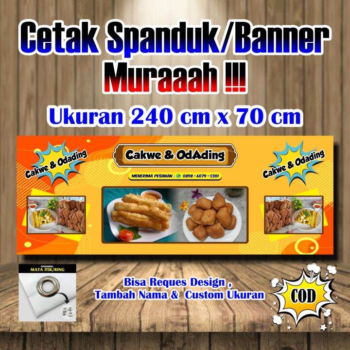 Spanduk Banner Cakwe & odading ukuran 240 cm x 70 cm | Lazada Indonesia