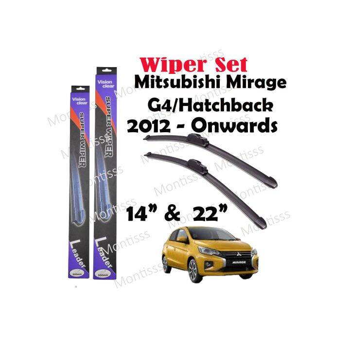 Super Wiper 14" & 22 Mitsubishi Mirage G4/Hatchback (2012 - Onwards ...