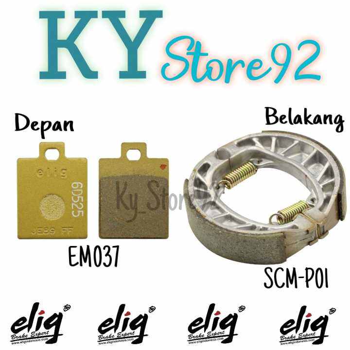 TERLARIS !! Elig Kampas Rem Depan Em037 & Belakang SCM-P01 Vespa LX 125 150 . ZIP 100 125 . S150 ...