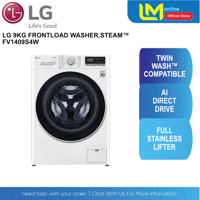 LG 9kg Front Load Washer with AI Direct Drive™ and Steam™ FV1409S4W ...