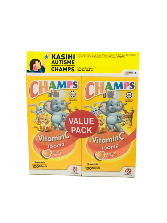 Champs Vitamin C 100mg (Orange) 2*100s | Lazada