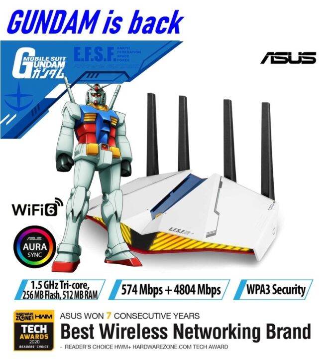 # ASUS RT-AX82U GUNDAM EDITION - AX5400 Dual Band WiFi 6 Gaming Router # | Lazada