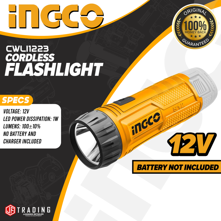 Ingco CWLI1223 12V Lithium-Ion Cordless Flashlight Emergency Light S12 ...