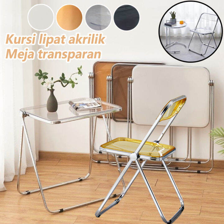 Kursi Meja Transparan Lipat Akrilik Mengangkat Meja Kopi Meja Lipat ...