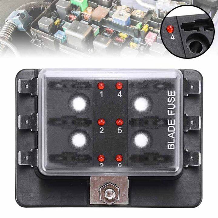 Universal 6 Way 12V 24V Auto Circuit Auto Cut Blade Fuse Box Holder ...