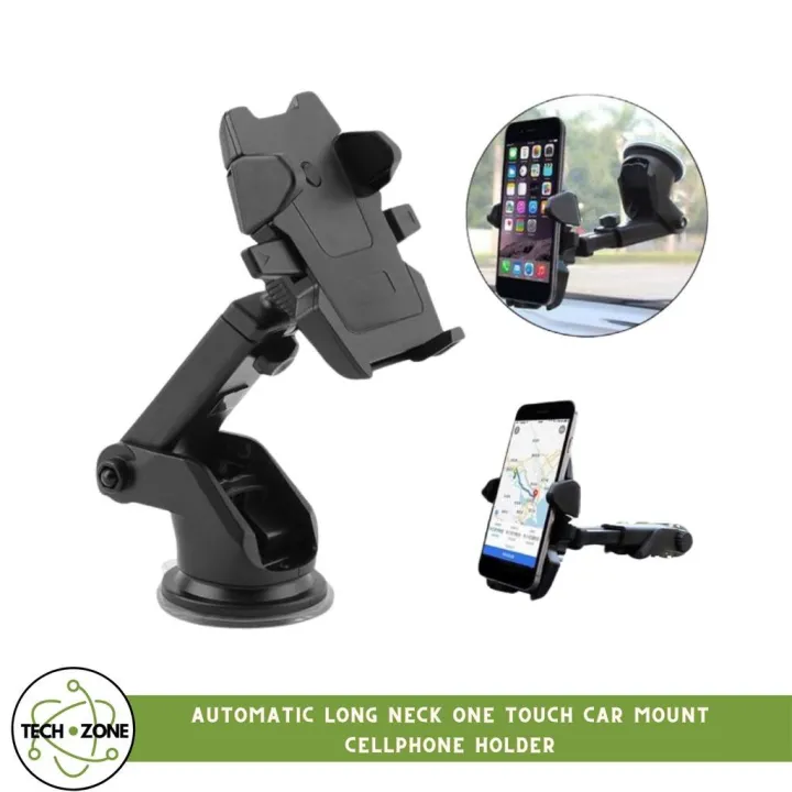 TECHZONE - Automatic Lock Long Neck One Touch Car Mount Cellphone holder | Lazada PH