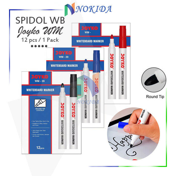Nokida Spidol Papan Tulis Joyko [12 Pcs] / Spidol Non Permanent 1 Pack ...