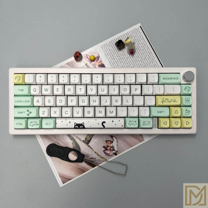 Bongo Cat Keycap PBT Dye Sub XDA Cute Black Cat Meme Keycaps 130pcs Fit ...