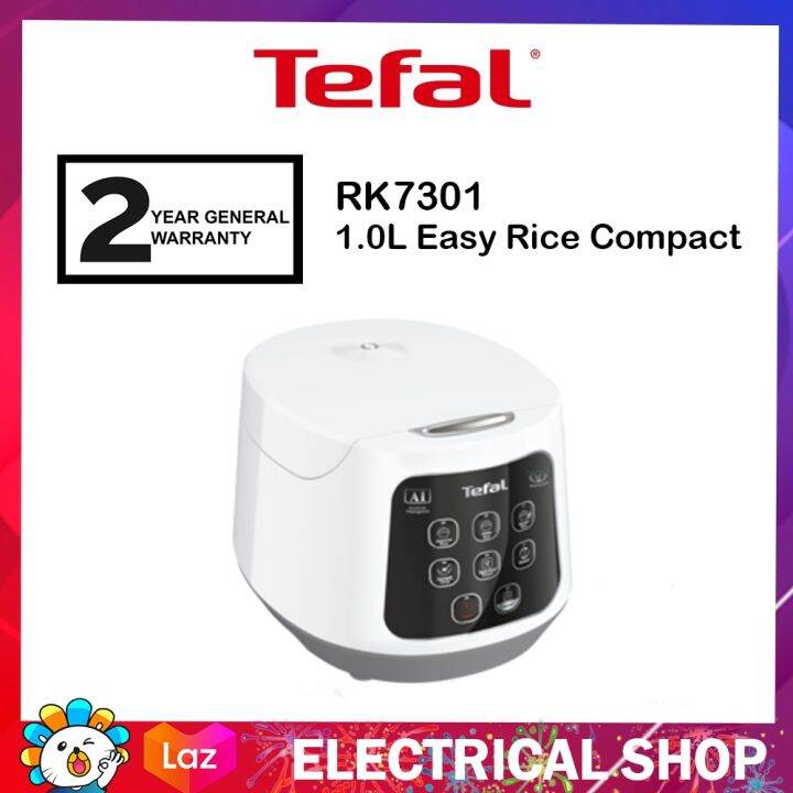 Tefal 1.0L Easy Rice Compact RK7301 Rice Cooker 8 Cooking Program (White) | Lazada