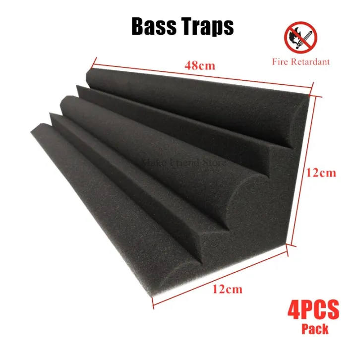 4Pack 12 x 12 x 48 cm Bass Traps Acoustic Soundproof Foam Flame ...