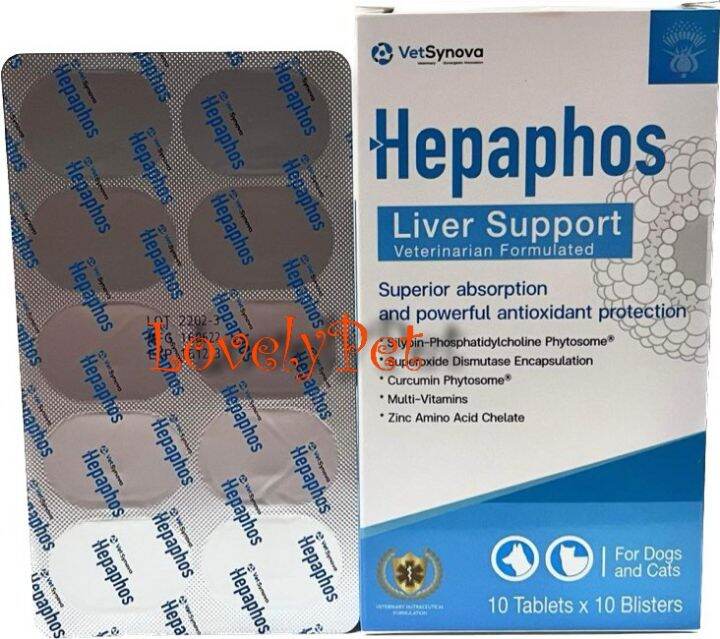 ยกกล่อง 100 เม็ด Hepaphos วิตามิน บำรุงตับ สำหรับสุนัขและแมว รสตับ 100 ...