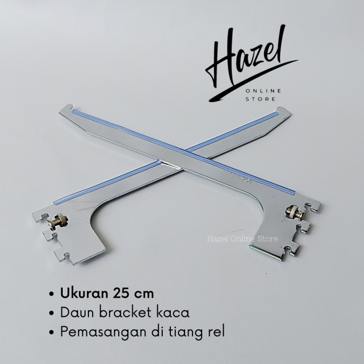 Daun Bracket Kaca 25 Cm Siku Penyangga Rak Dinding Hazel | Lazada Indonesia