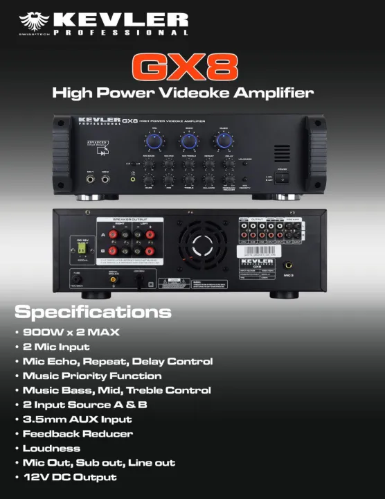 Kevler GX8 High Powered Videoke Amplifier 900W x 2 | Lazada PH