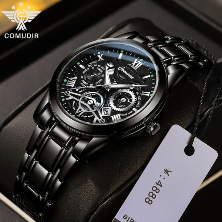 COMUDIR นาฬิกาสำหรับผู้ชายหน้าปัดแฟชั่นดีไซน์ลายโปร่งของแท้กันน้ำนาฬิกา ...