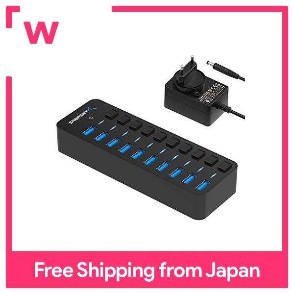 SABRENT usb hub powered 12V/5A power adapter 3.2 Gen 1, 10 port 60W ...