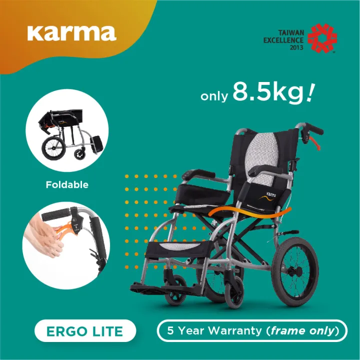 KARMA Ergo Lite Aluminum Ultra Lightweight Wheelchair Kerusi Roda ...
