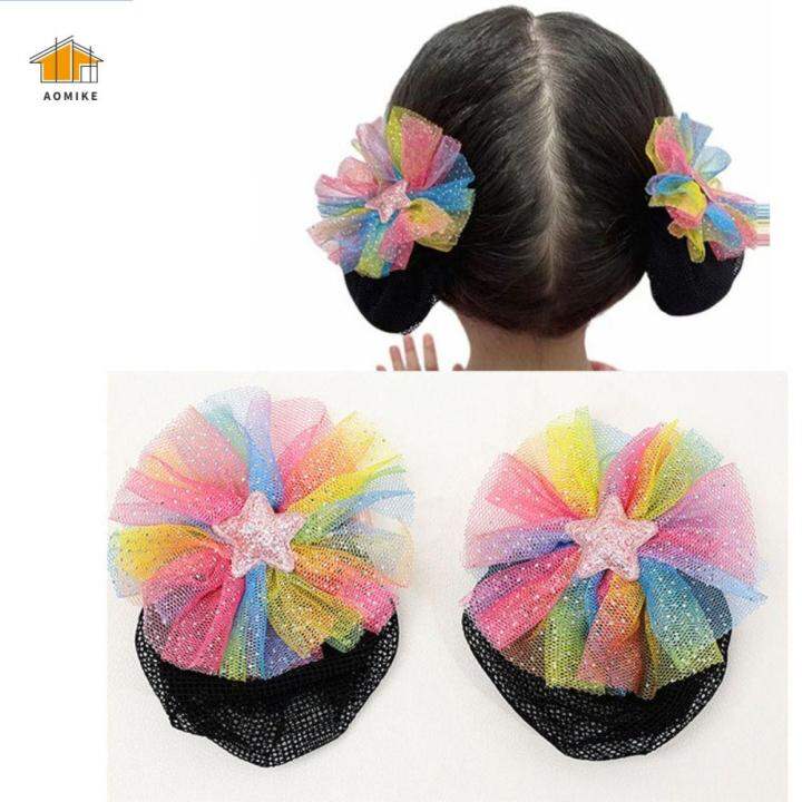 D5JKY ตาข่ายแบบตาข่าย คลิปสปริงสายผูกผม เจ้าหญิงสำหรับเด็ก ดาวดาวดาว ตา ...