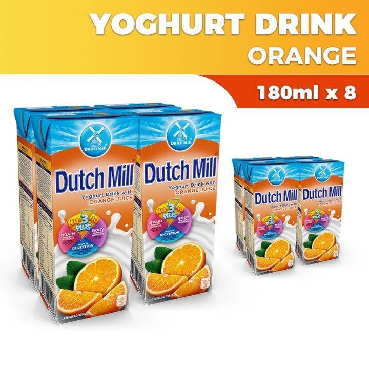 Dutch Mill Yoghurt Drink Orange Juice 180ml x 8 | Lazada PH