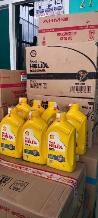 SHELL HELIX HX5 15W-40 1 Liter HARGA 1 DUS / KARTON ISI 12 BOTOL ...