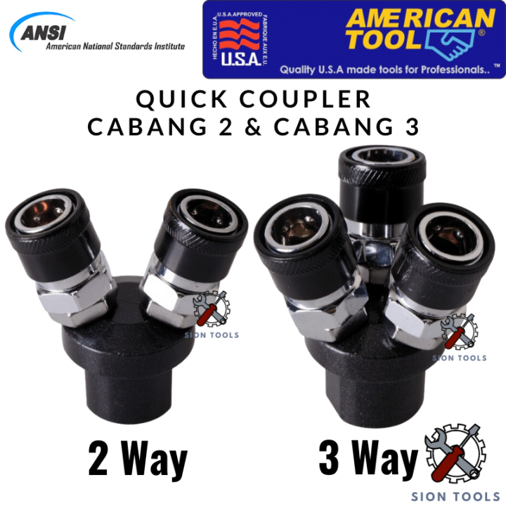 AMERICAN TOOL COUPLER KOMPRESSOR CABANG 2 CABANG 3 QUICK COUPLING | Lazada Indonesia
