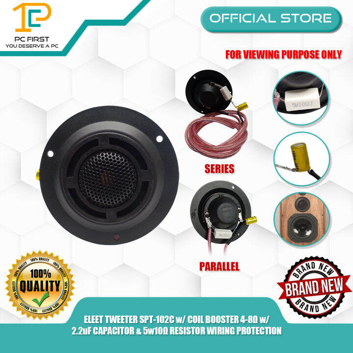 PC FIRST ELEET TWEETER SPT-102C w/ COIL BOOSTER 4-8Ω w/ 2.2uF CAPACITOR ...