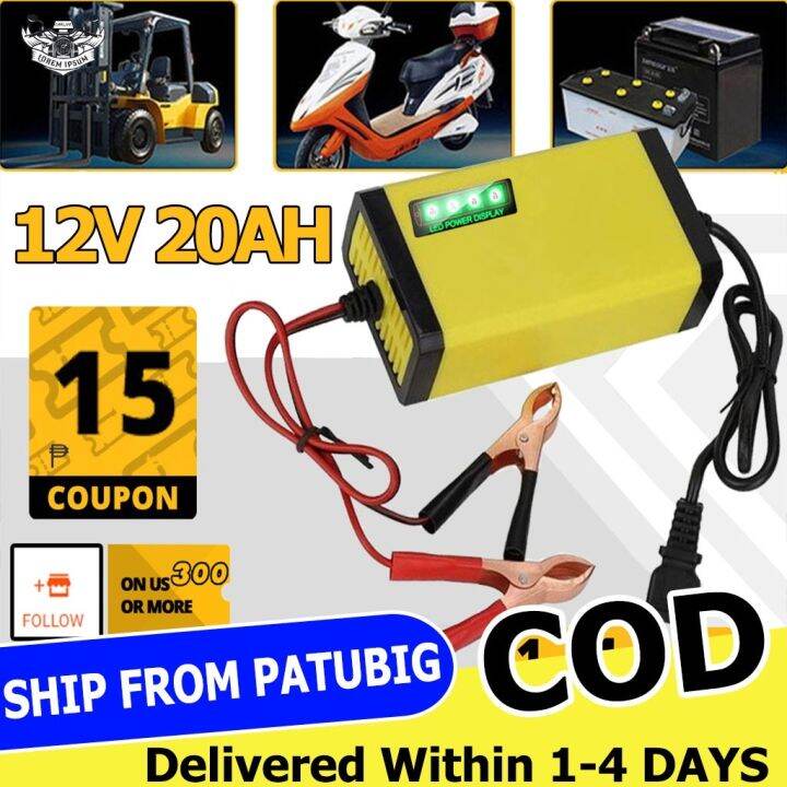 Car Battery Charger 12V 3Ah Full Intelligent Pulse Fast Car Battery ...