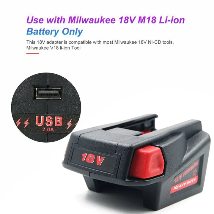 Best Battery Adapter Converter With USB Port Charging For Milwaukee M18 ...