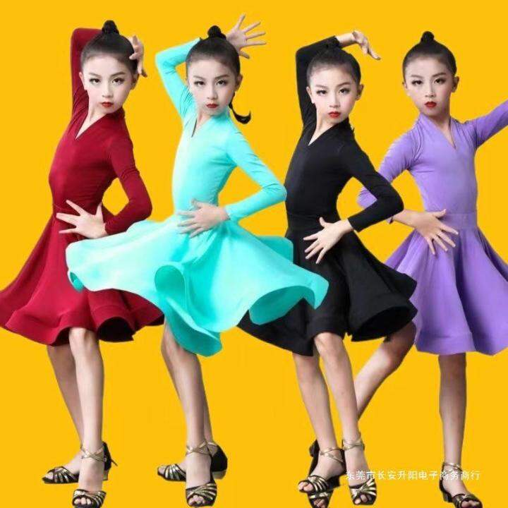Children's Latin Dance Racing Suit Professional Practice Large Skirt ...