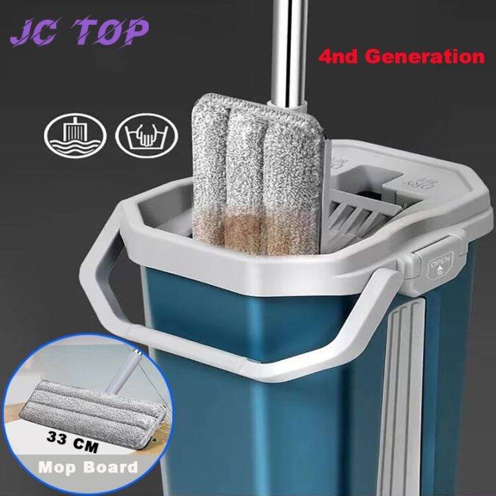 JAJU JcTop Mop 360 Spin Free Hand Self Wash Floor Rotating Mop 2in1 Squeeze Dry Flat Mops With ...