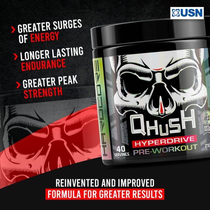 USN QHUSH Hyperdrive 40 servings - PreWorkout Extreme Muscle Pump ...