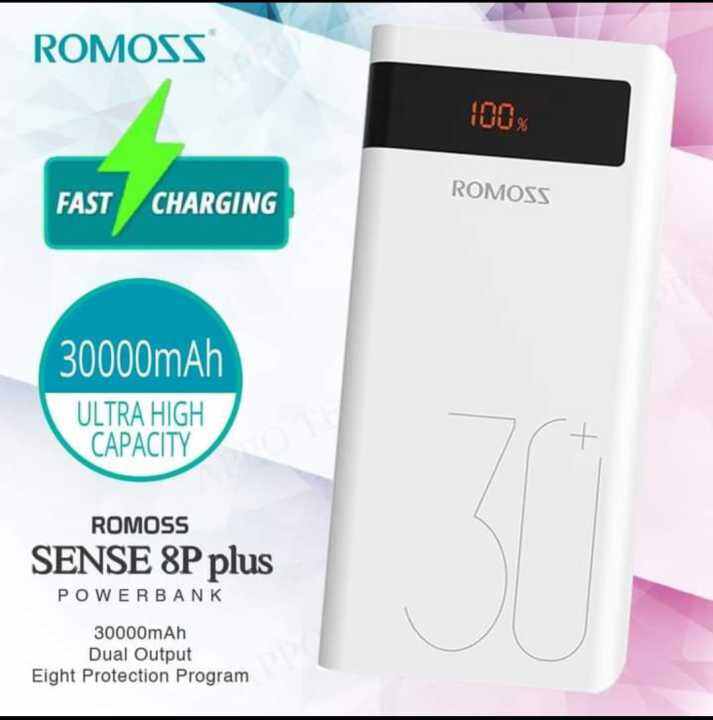 Romoss sense 8P Plus 30000mAh 18W Fast Charge Type-C PD, 3 Outputs & 3 Inputs Power Bank | Lazada PH