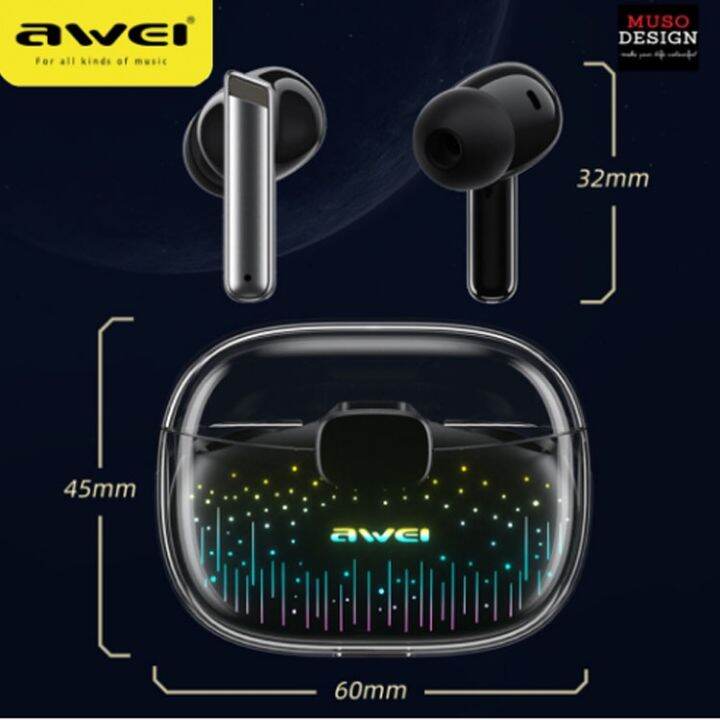 AWEI T52 Pro TWS True Wireless Gaming RGB In-Ear Earbuds Headphones V5 ...