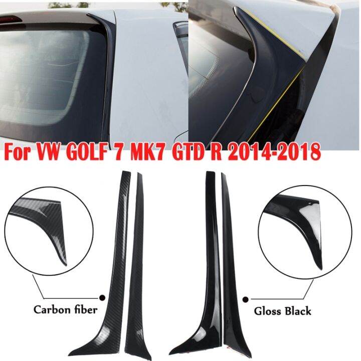 Gloss Black Carbon Fibe Rear Window Side Spoiler Wing For GOLF 7 MK7 ...
