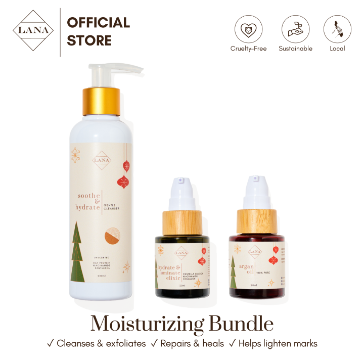 Lana PH Moisturizing Bundle - Gentle Cleanser, Hydrating Serum, Facial Oil Skincare Set | Lazada PH