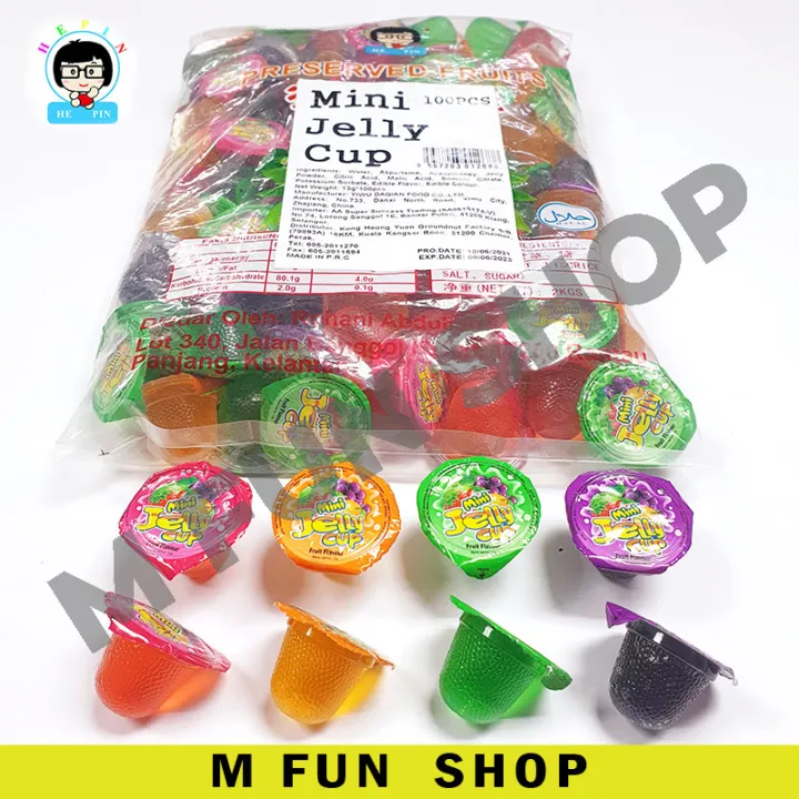 *Halal* 100Pcs Mini Jelly Cup Fruit Flavor Jeli Perisa Buah-buahan (±13g x 100Pcs) | Lazada