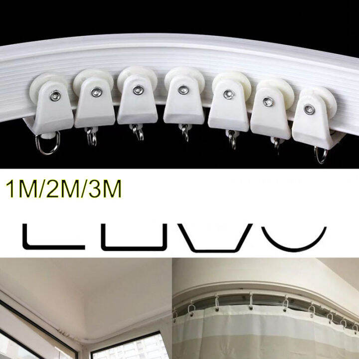 1M 2M 3M Curtain Track Rail Straight Flexible Ceiling Mounted wall ...