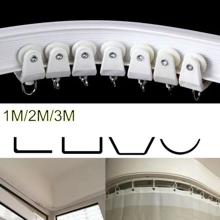 1M 2M 3M Curtain Track Rail Straight Flexible Ceiling Mounted wall ...