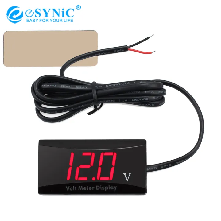 eSYNIC Digital DC 8-16V Red LED Display Voltmeter Panel Voltage Volt ...