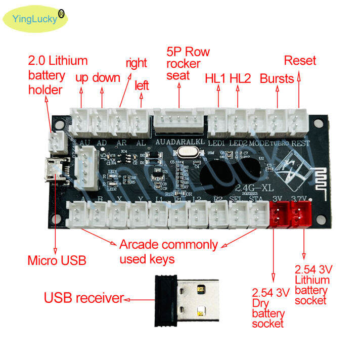 24g Receiver Arcade Zero Delay Usb Encoder Wireless Bluetooth Usb Encoder Control Board