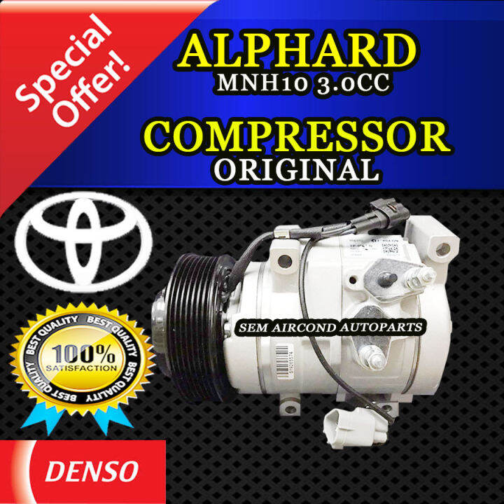 TOYOTA ALPHARD MNH10 3.0CC ORIGINAL DENSO ND COMPRESSOR/ KOMPRESOR (CAR ...