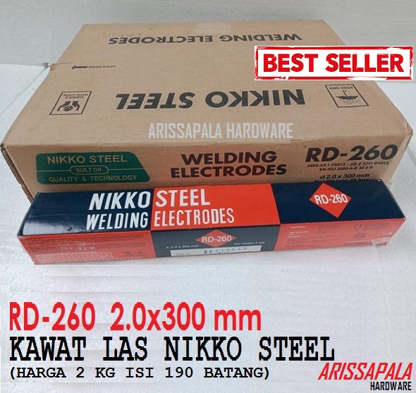 Kawat Las Nikko Steel RD 260 Welding Elektrodes 2.0mm 30cm 2kg isi 190 ...