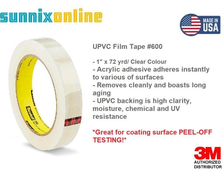 3M Scotch UPVC Film Tape 600, Clear Colour, 1" x 72 yrd, 4 rolls per ...