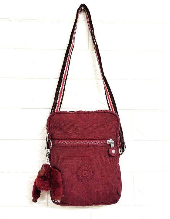KIPLING SHOPของแท้เบลเยี่ยม กระเป๋าสะพาย Kipling Essyla burnt carmine | Lazada.co.th