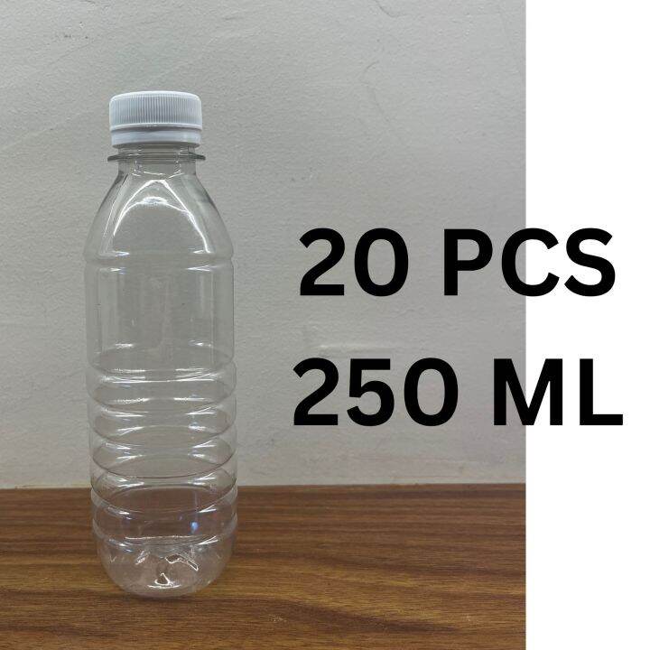 Pet Bottle with Caps 250 ML 20 PCS for Mineral Water Juice Dishwashing Liquid Soy Sauce with ...